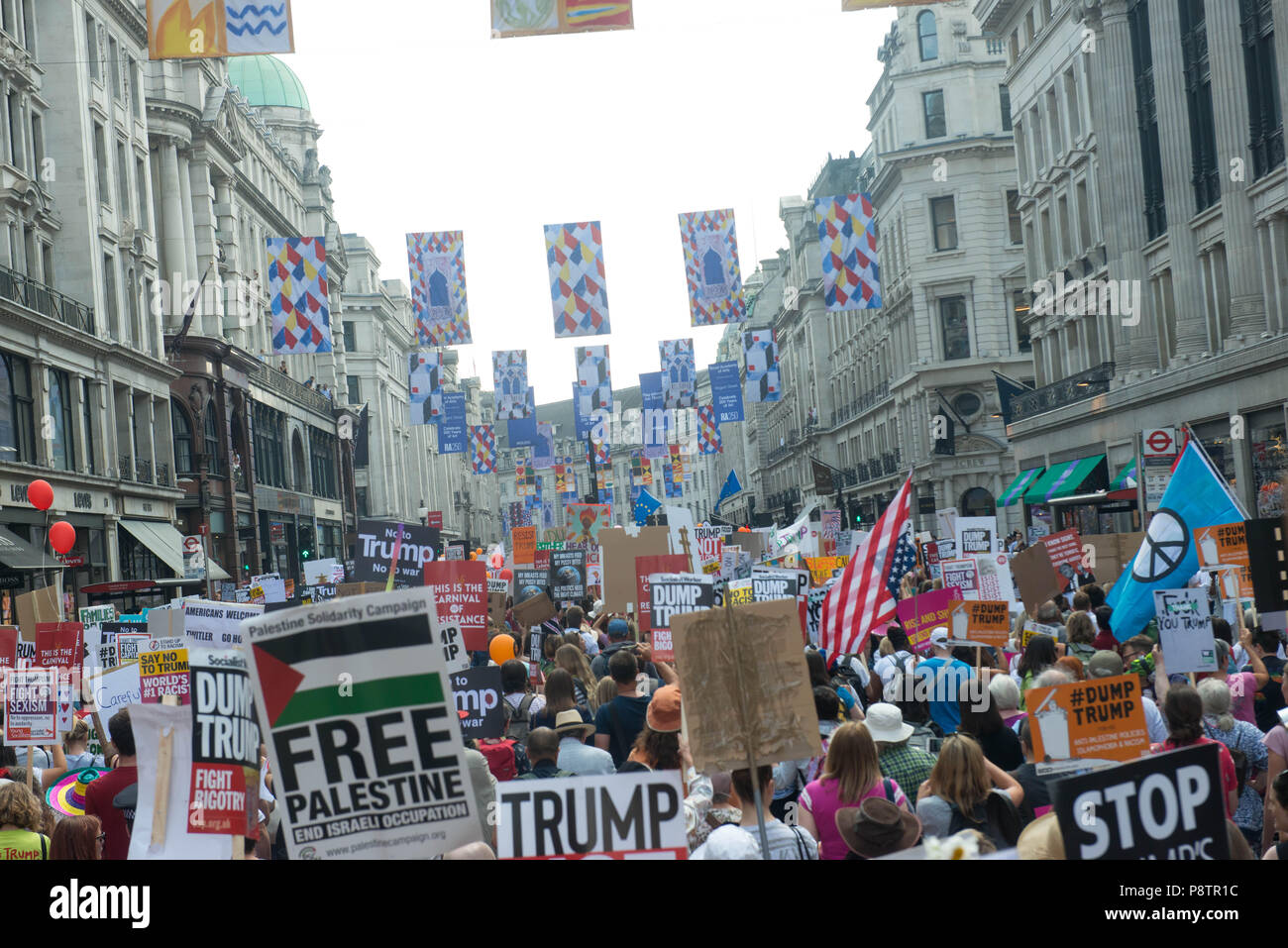 Central London. United Kingdom. 13th July 2018. Thousands protests ...