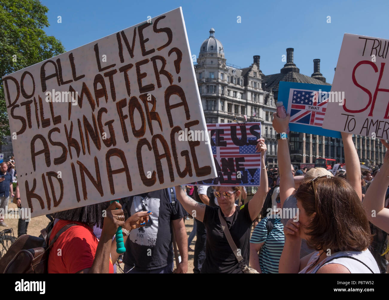 London, UK. 13 July, 2018. Anti-Trump demonstrations take place in ...