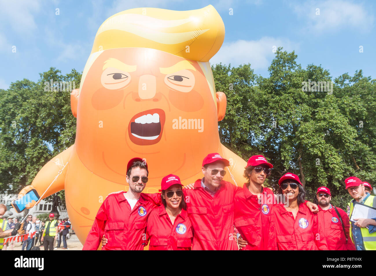 London, UK. 13th July, 2018. Baby Trump blimp floats about Parliament ...