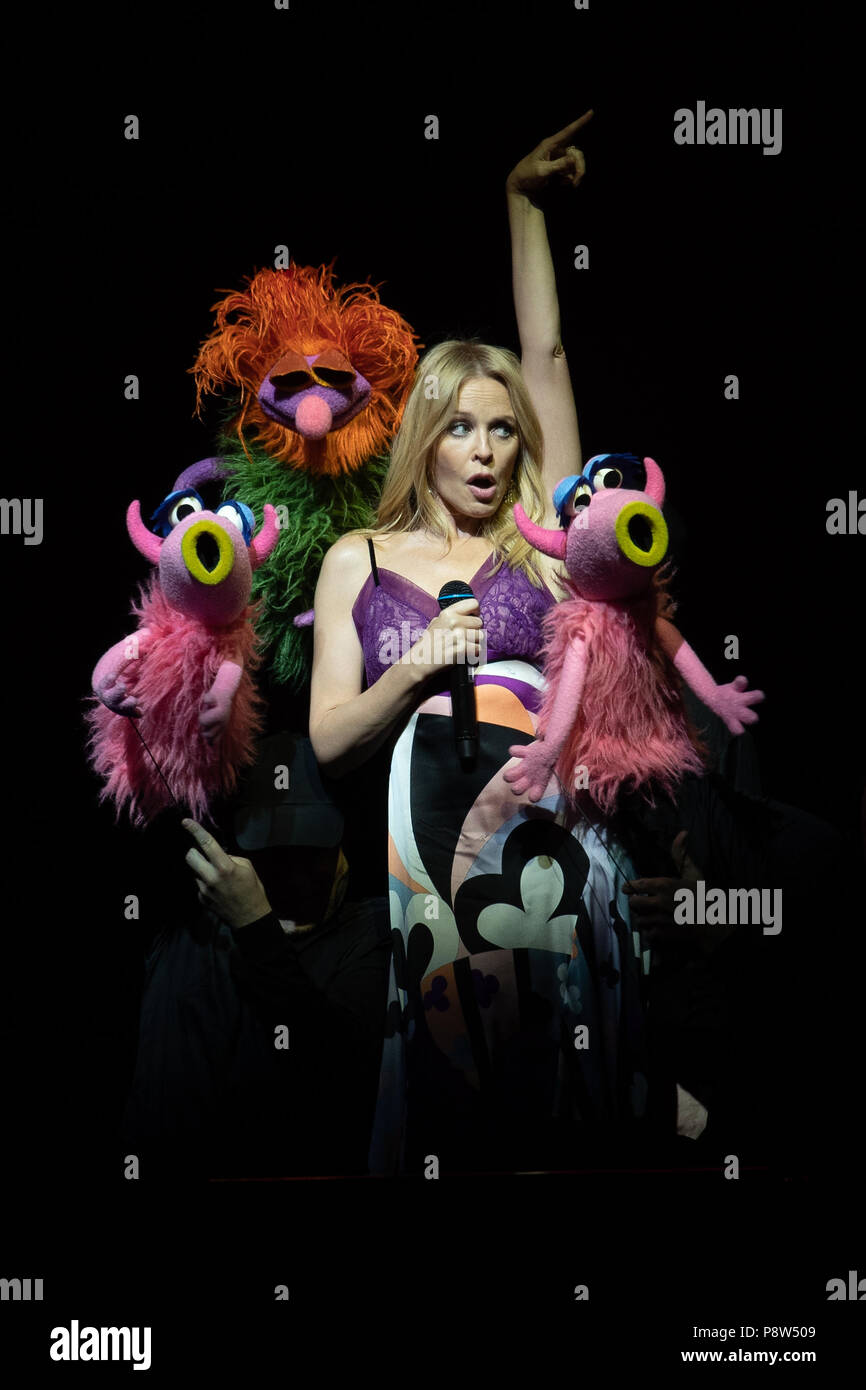 The O2 Arena, UK. 13th July 2018,Kylie Minogue joins Bip Bippadotta and ...