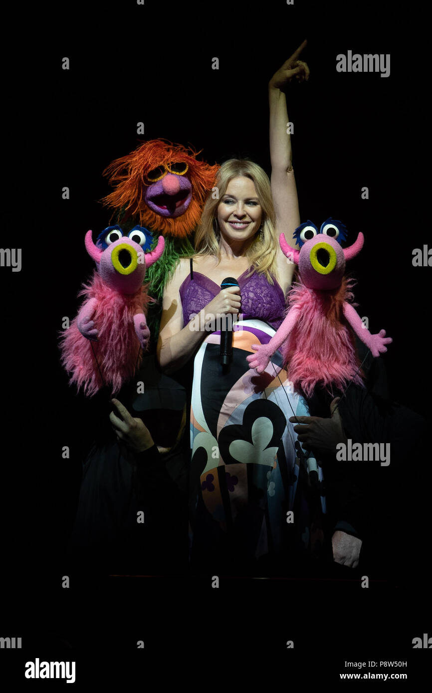 The O2 Arena, UK. 13th July 2018,Kylie Minogue joins Bip Bippadotta and ...