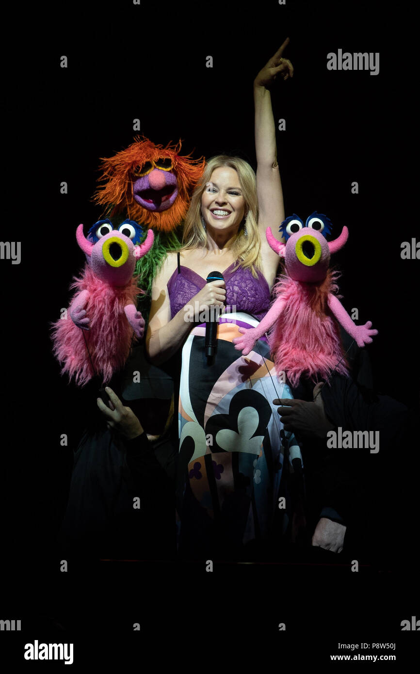 The O2 Arena, UK. 13th July 2018,Kylie Minogue joins Bip Bippadotta and ...