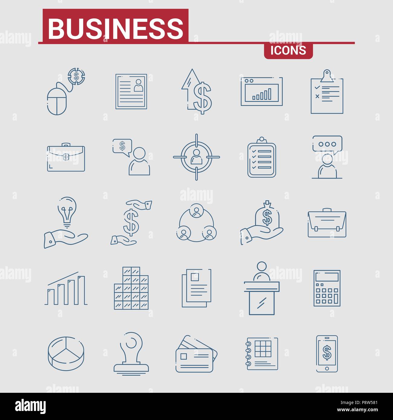 Business icons set vector. For web design and application interface ...