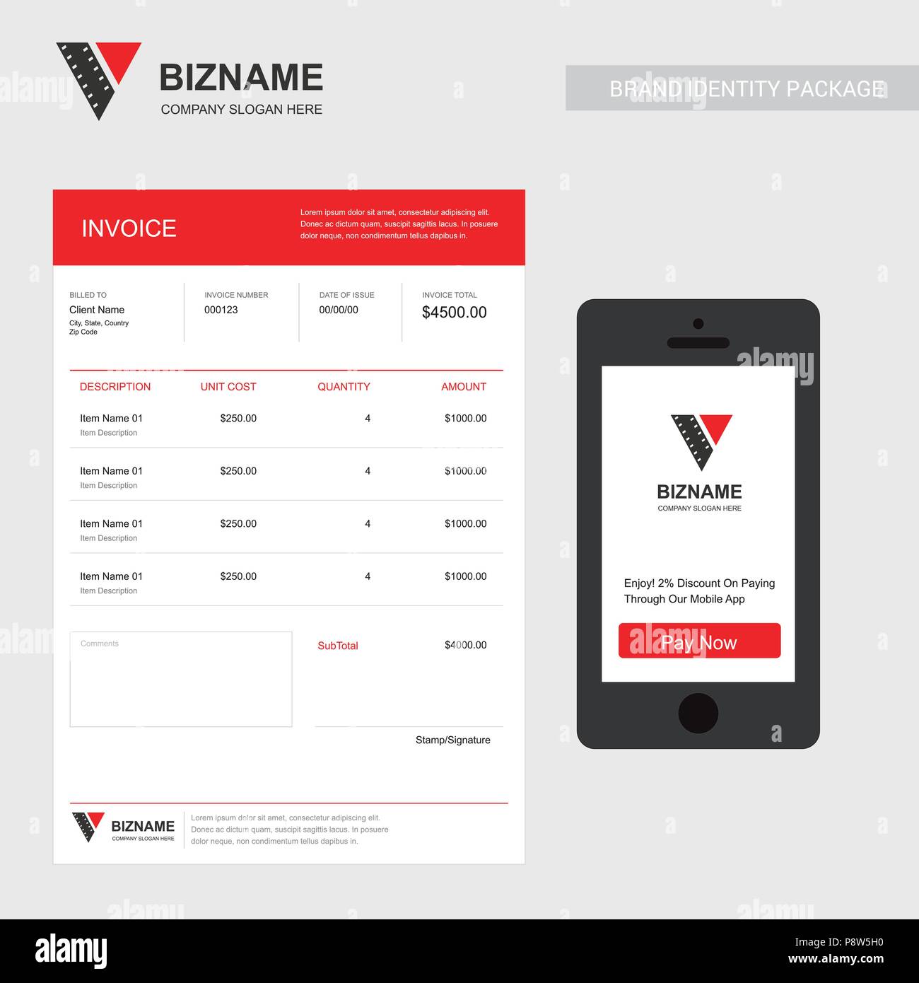 Company Invoice with mobile app design. For web design and application ...