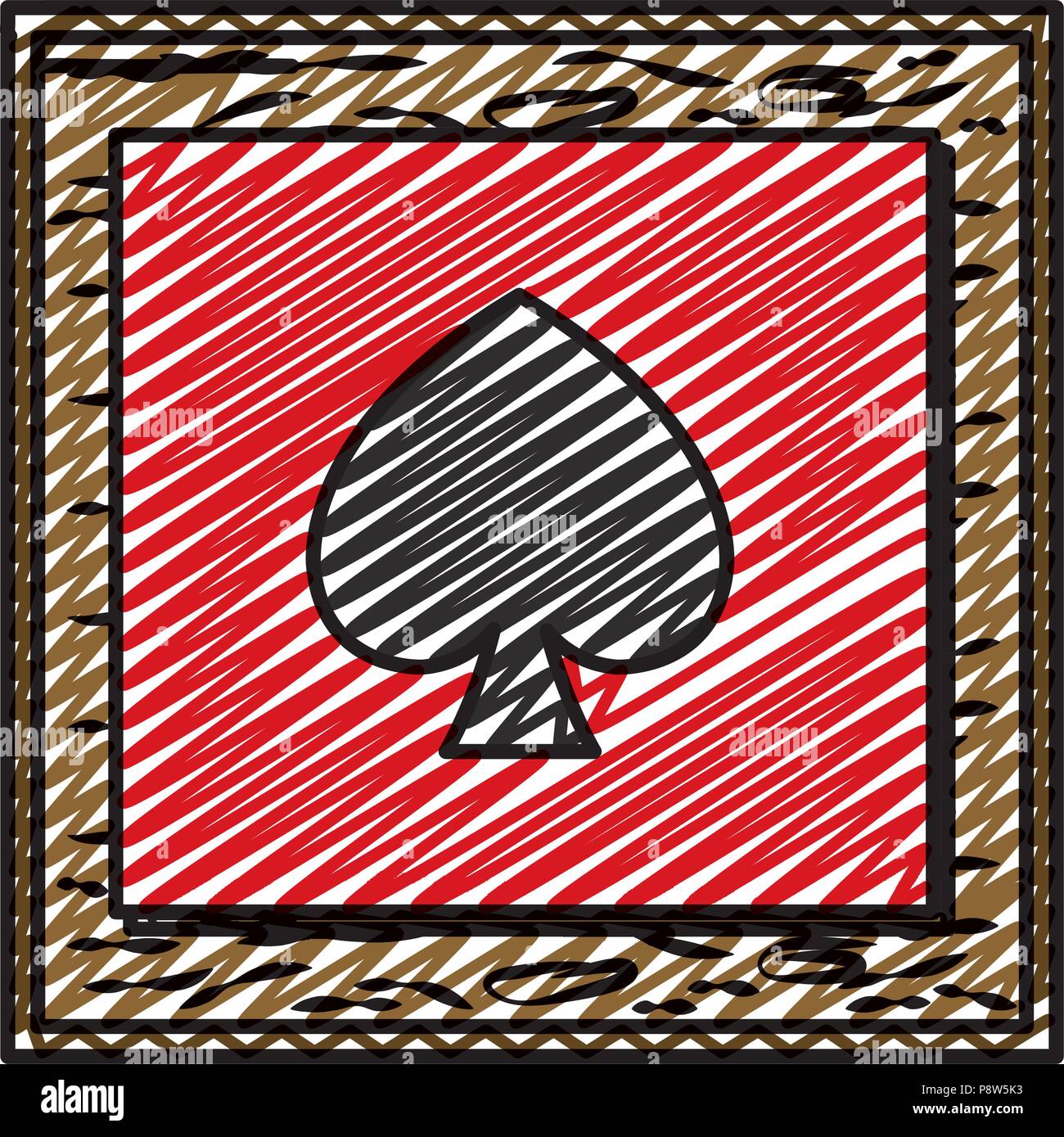 doodle framework pikes card casino style vector illustration Stock ...