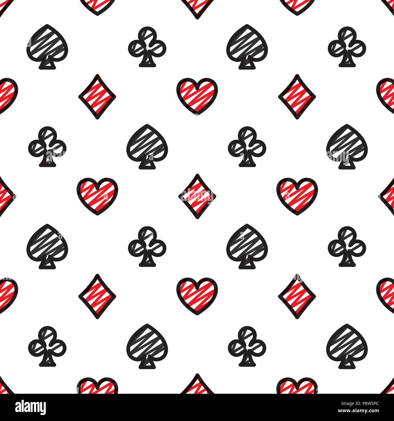 doodle cards casino classic game background vector illustration Stock ...