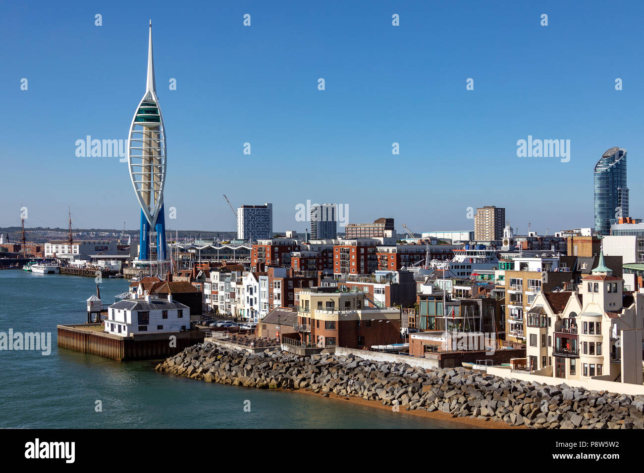 The harbor area and Spinnaker Tower in the city of Portsmouth on the ...