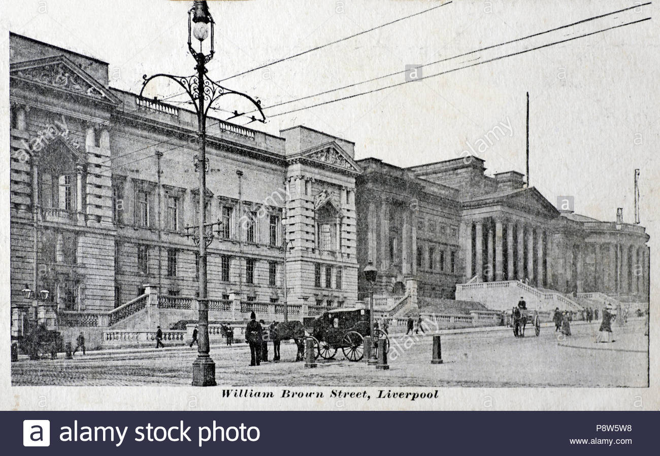 William Brown Street Liverpool, vintage postcard from 1904 Stock Photo ...
