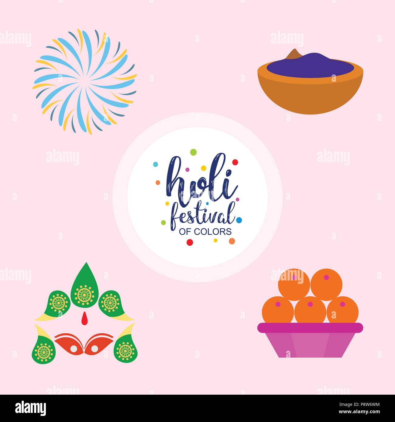 happy holi festival. holi colored icons with creative typography. For ...