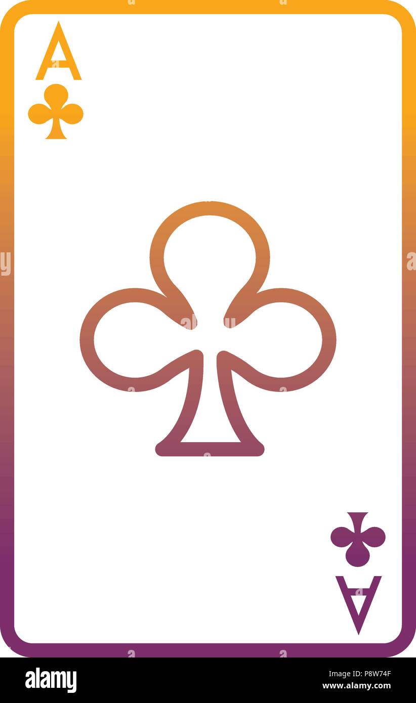 degraded line A of clover poker card game vector illustration Stock ...