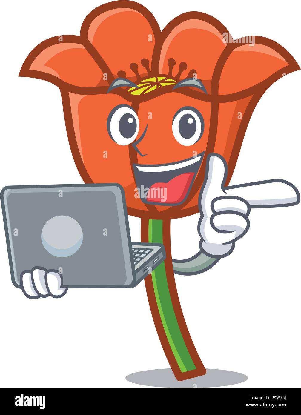 With laptop poppy flower character cartoon Stock Vector Image & Art - Alamy