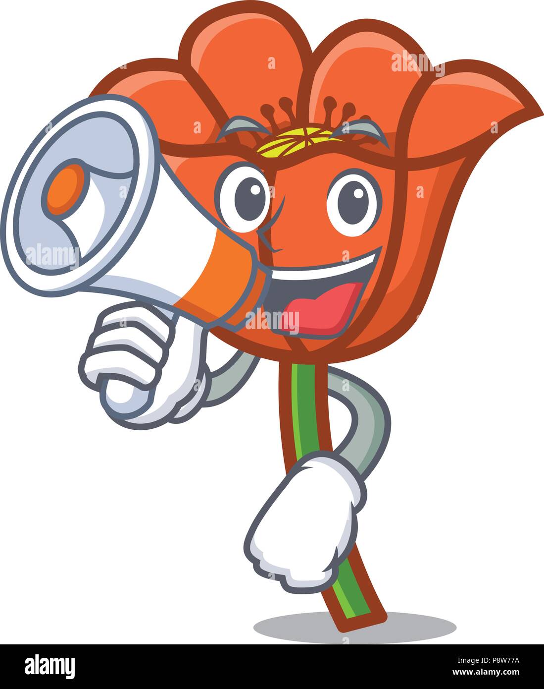 With megaphone poppy flower character cartoon Stock Vector Image & Art ...
