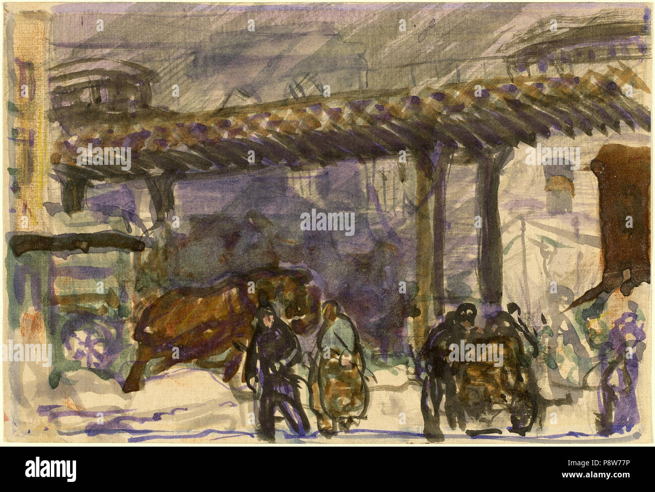 George Bellows, A Winter Day - Under the Elevated near Brooklyn Bridge ...