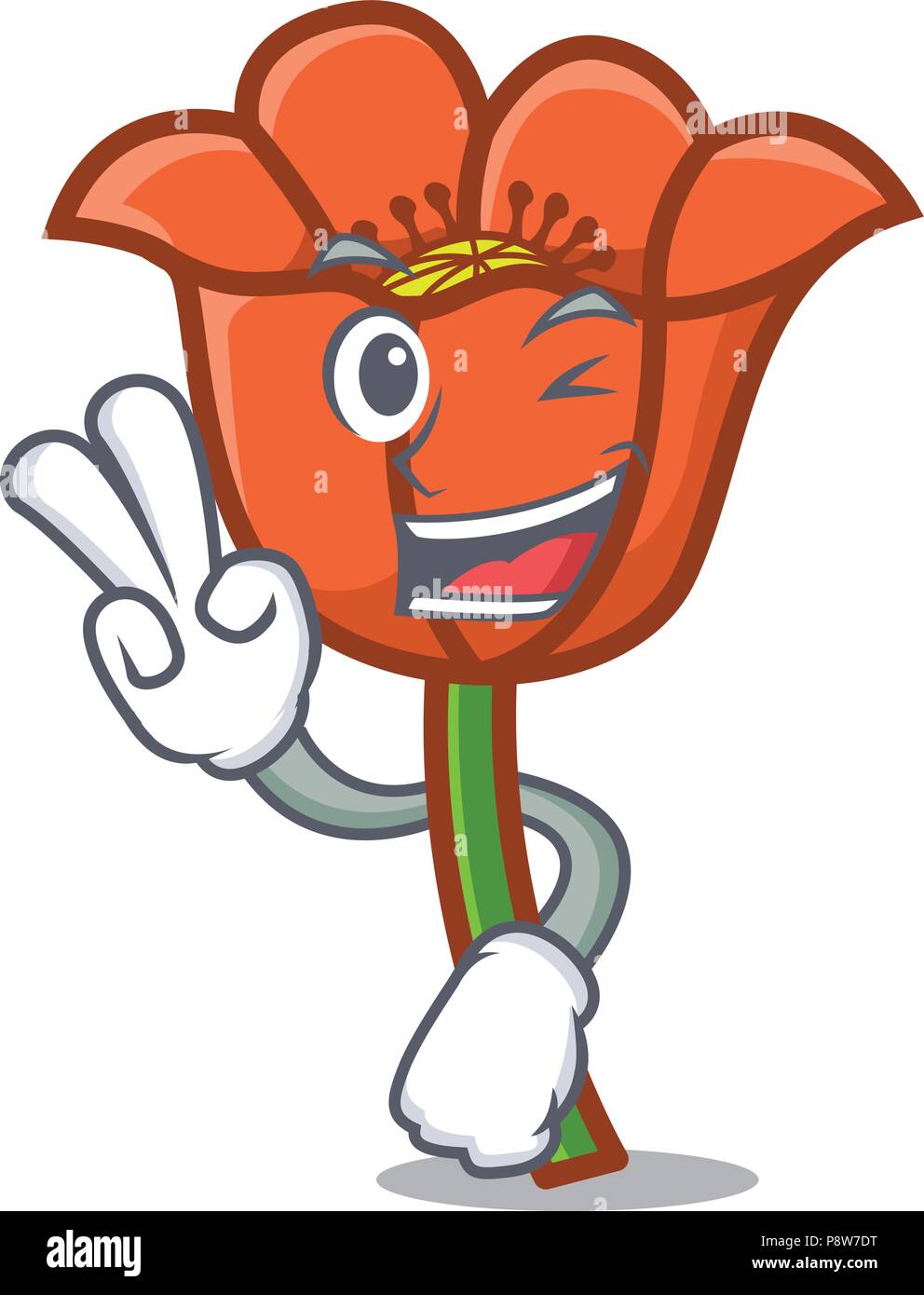 Two finger poppy flower character cartoon Stock Vector Image & Art - Alamy