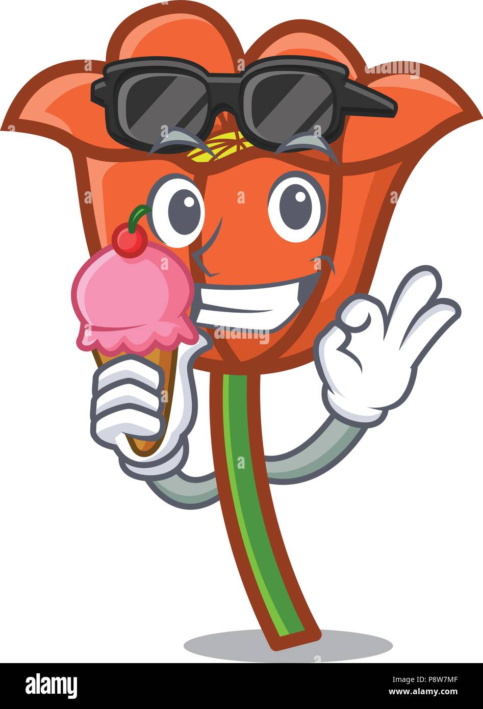 With ice cream poppy flower character cartoon Stock Vector Image & Art ...