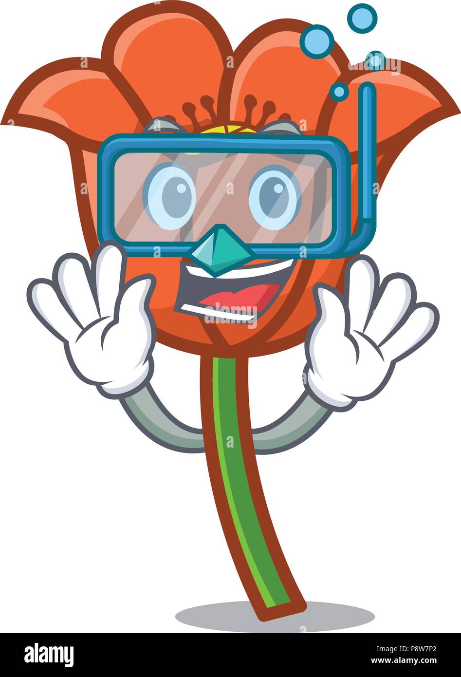 Diving poppy flower character cartoon Stock Vector Image & Art - Alamy