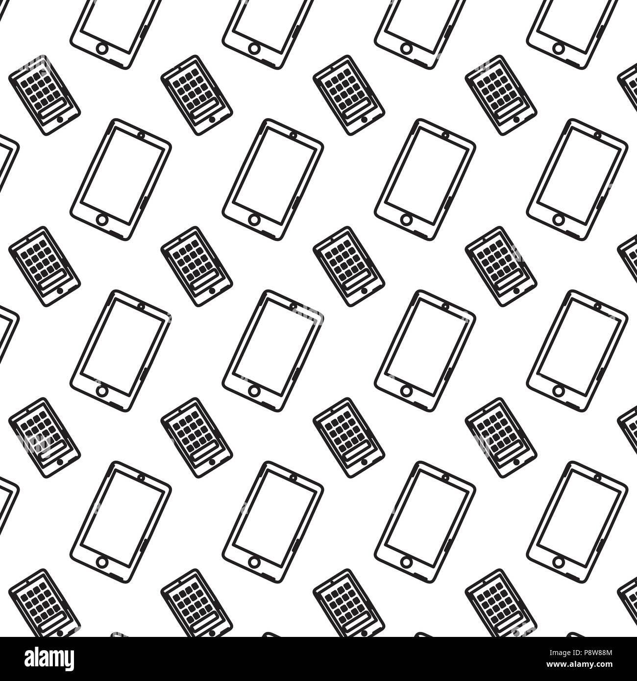 line smartphone technology and digitals apps background vector ...