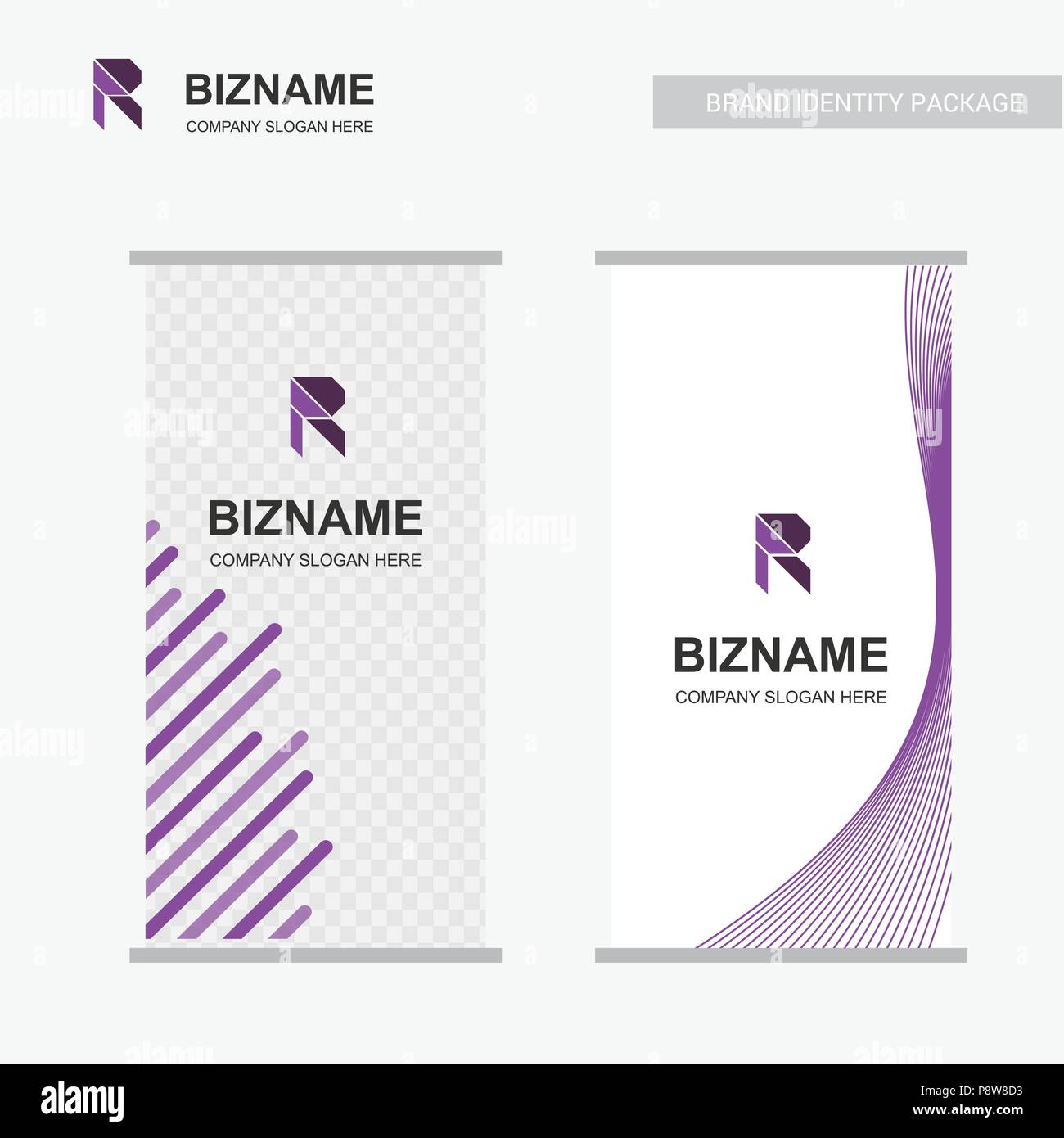 Company advertisment banner with R logo and slogan vector. For web ...