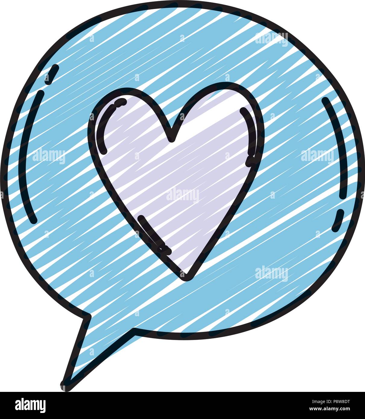 doodle heart inside chat bubble note message vector illustration Stock ...