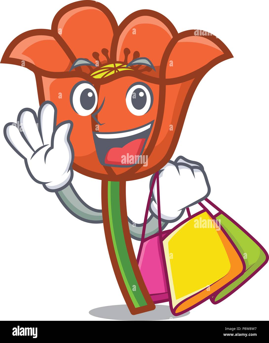 Shopping poppy flower character cartoon Stock Vector Image & Art - Alamy