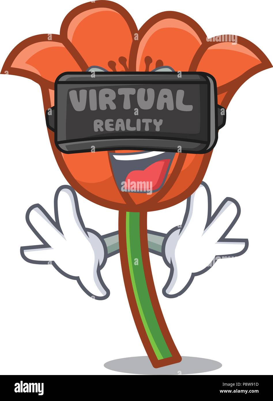 Virtual reality poppy flower mascot cartoon Stock Vector Image & Art ...
