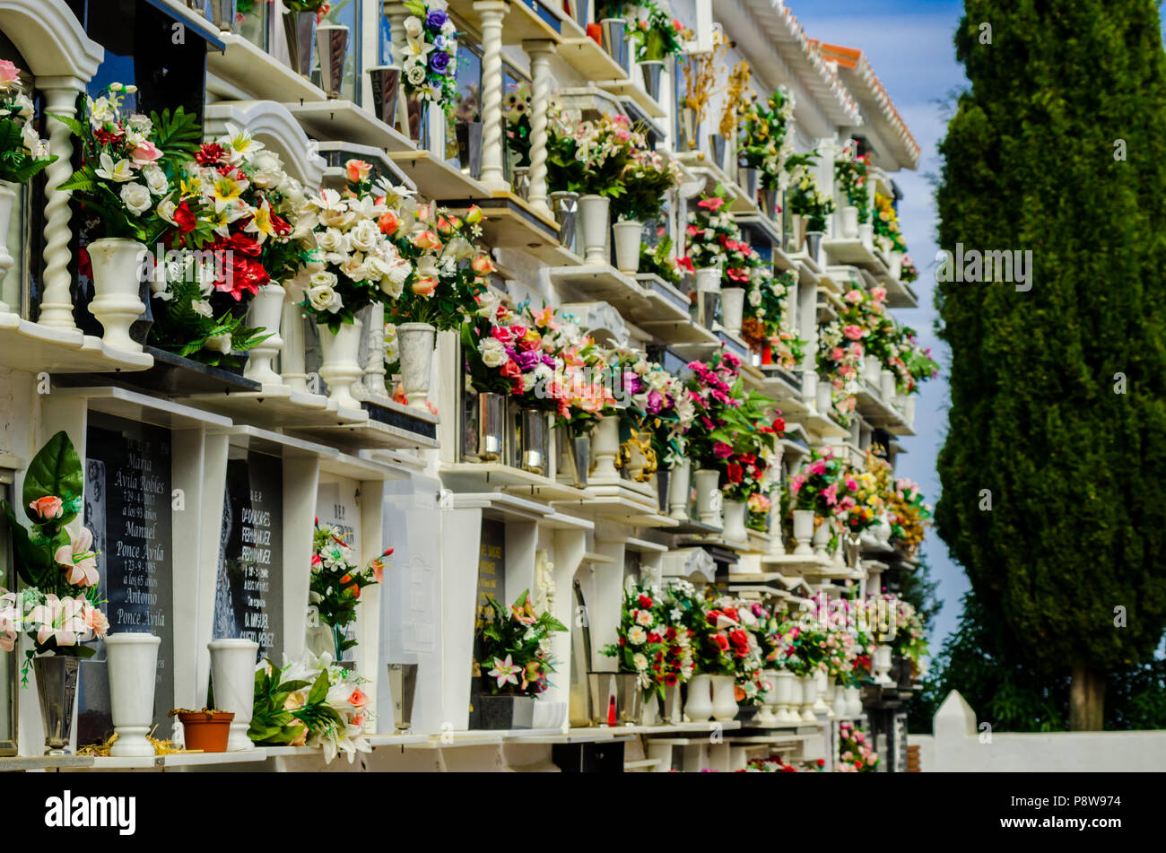 COMARES, SPAIN - 28 JUNE 2018 characteristic of the Spanish burial site ...