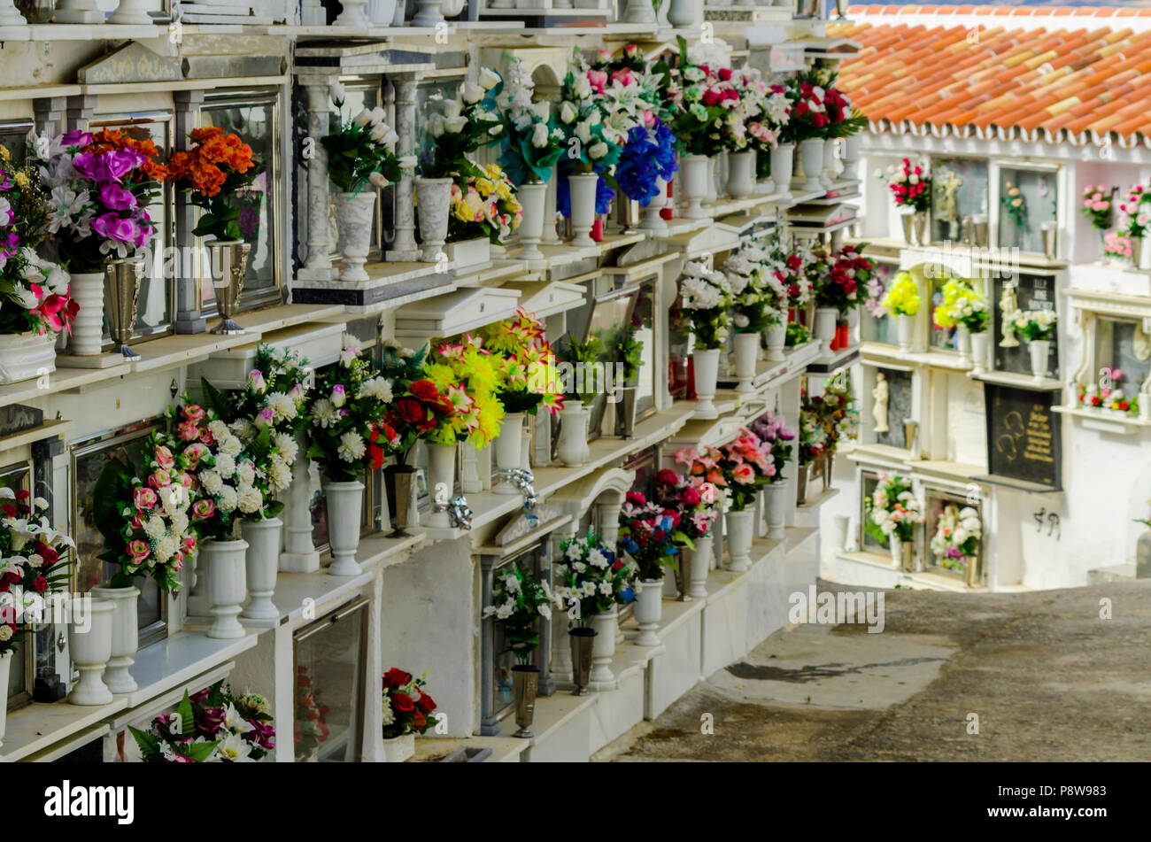 COMARES, SPAIN - 28 JUNE 2018 characteristic of the Spanish burial site ...