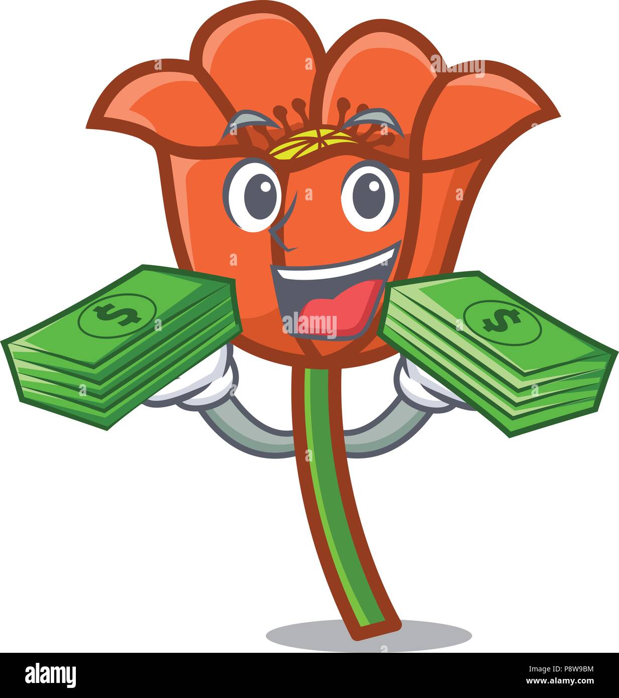 With money bag poppy flower mascot cartoon Stock Vector Image & Art - Alamy