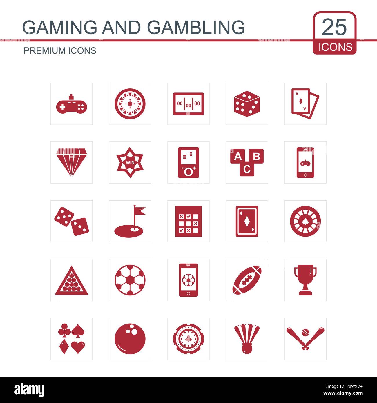 Gaming icons set vector. For web design and application interface, also ...