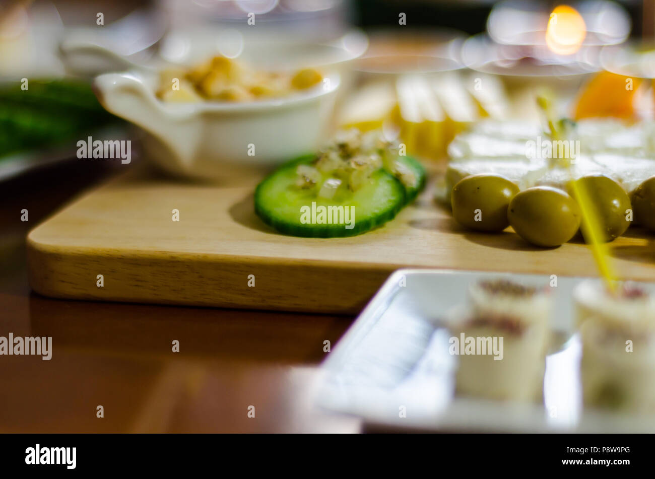 Set with different appetizers in small portions, healthy and delicious ...