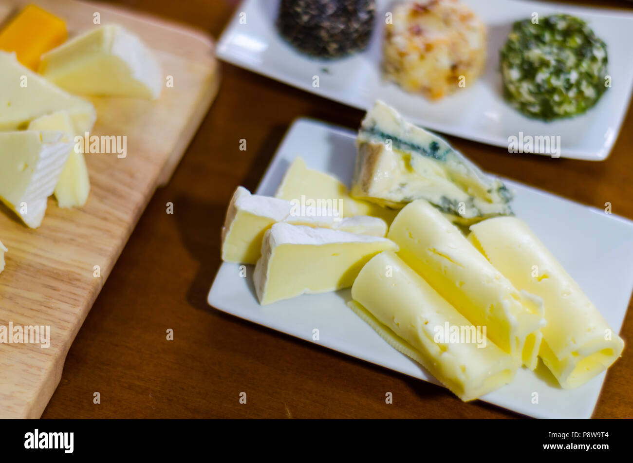 Set with different appetizers in small portions, healthy and delicious ...