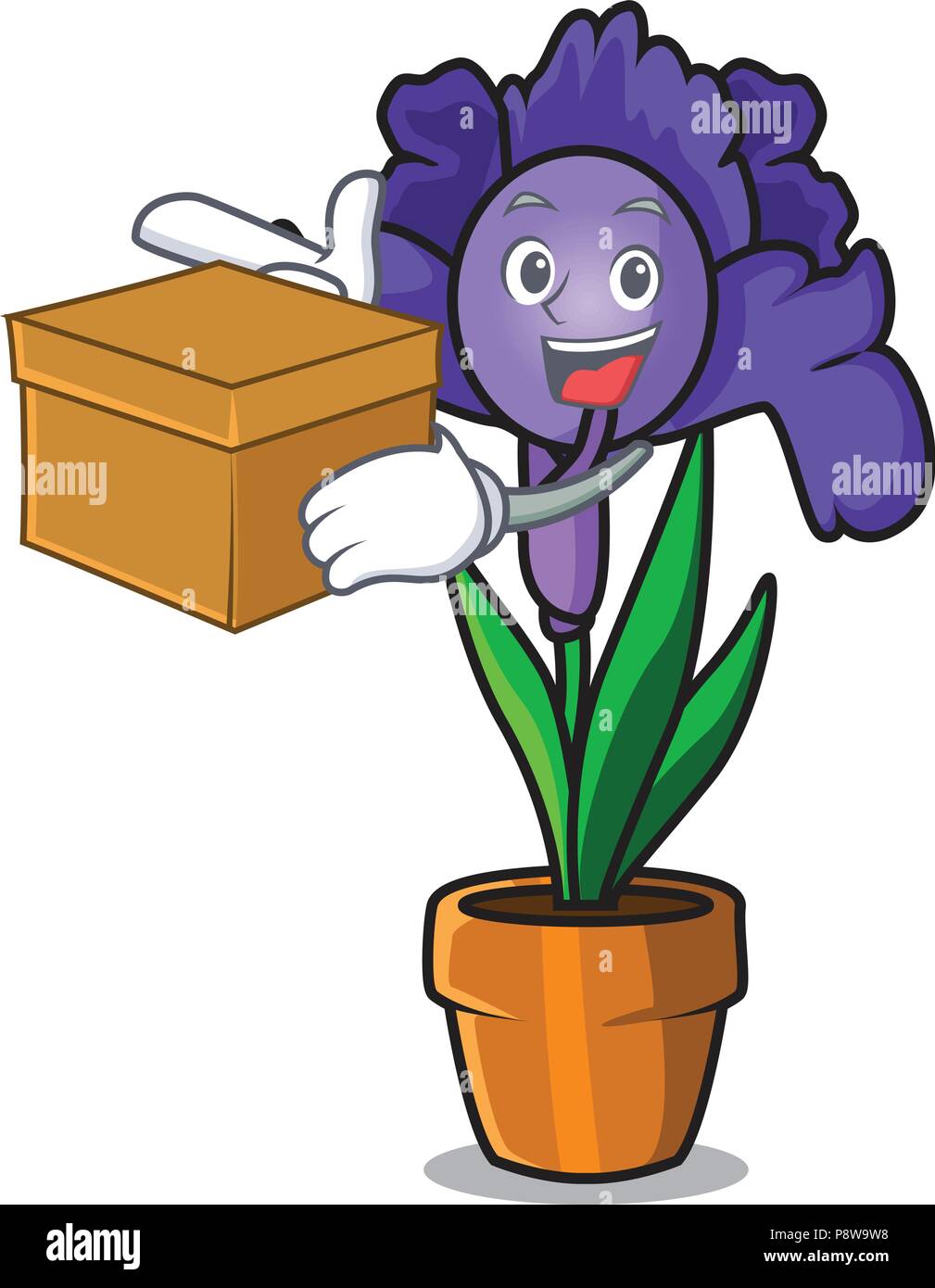 With box iris flower character cartoon Stock Vector Image & Art - Alamy