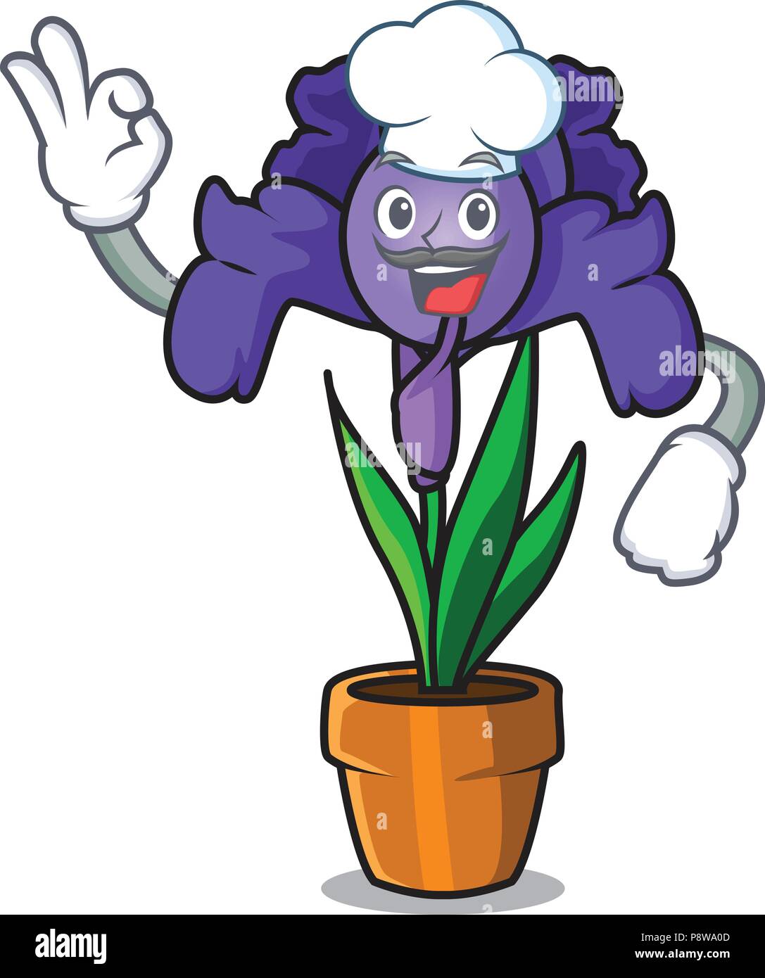 Chef iris flower character cartoon Stock Vector Image & Art - Alamy