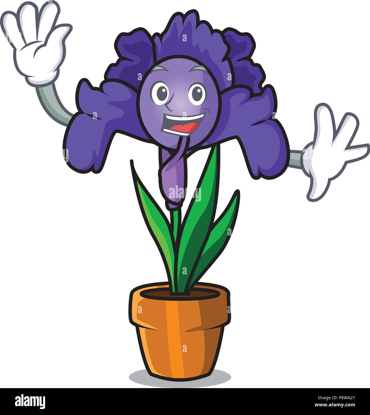 Waving iris flower character cartoon Stock Vector Image & Art - Alamy