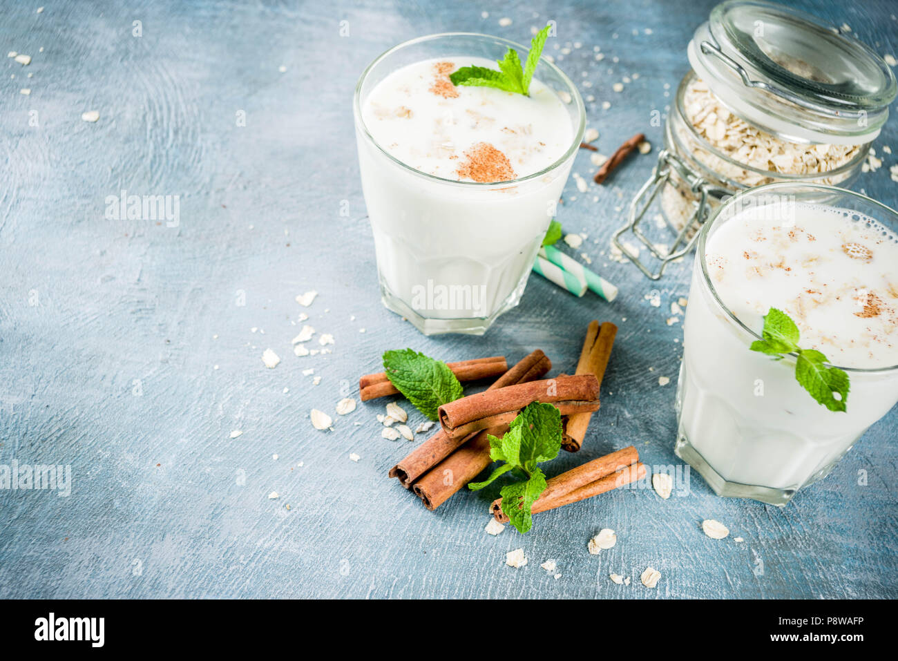 Avena Colombiana, Colombian Oatmeal Drink with cinnamon and mint Stock ...
