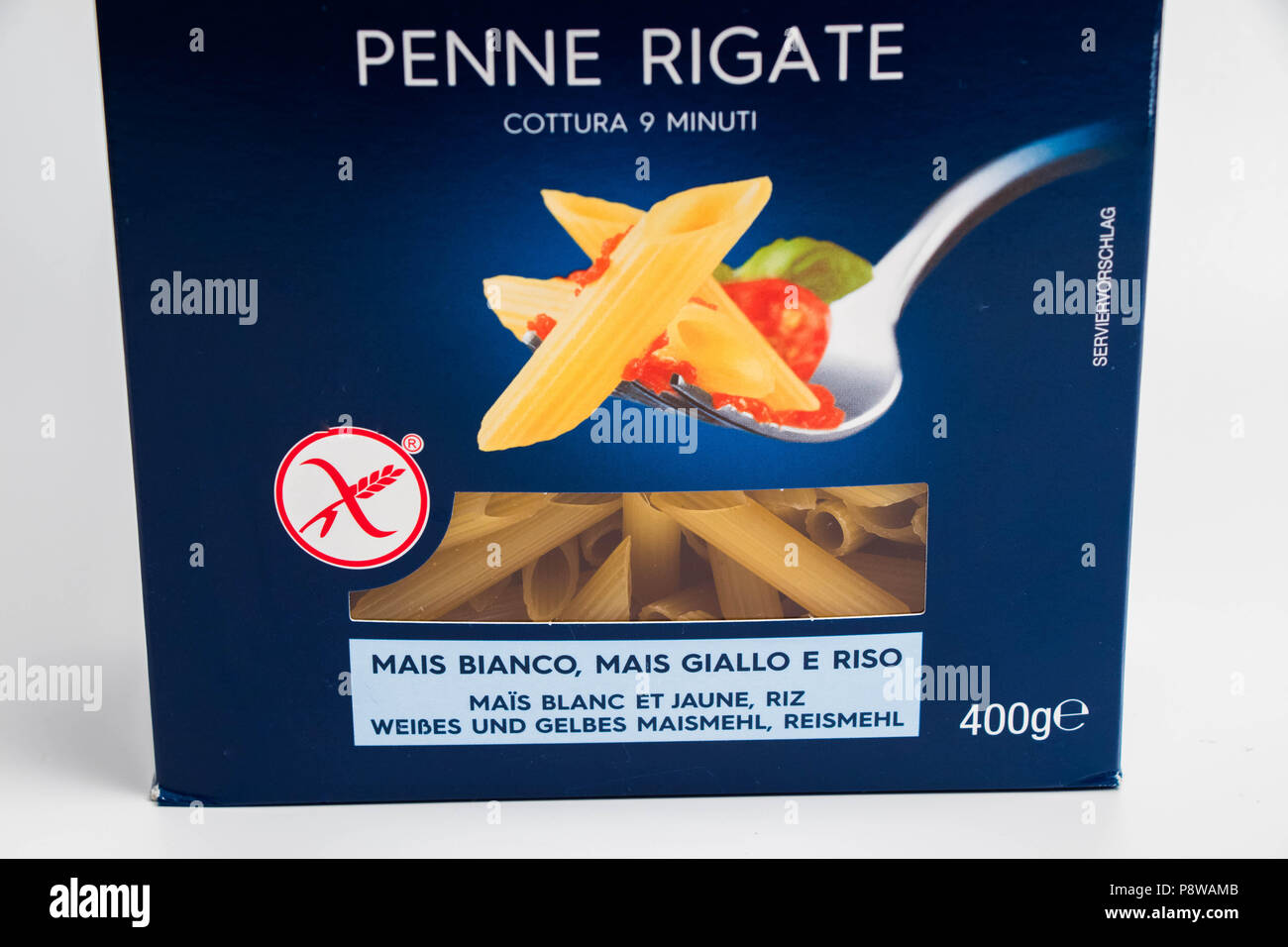 Pasta box barilla gluten free fusilli penne rigate italia Stock Photo ...