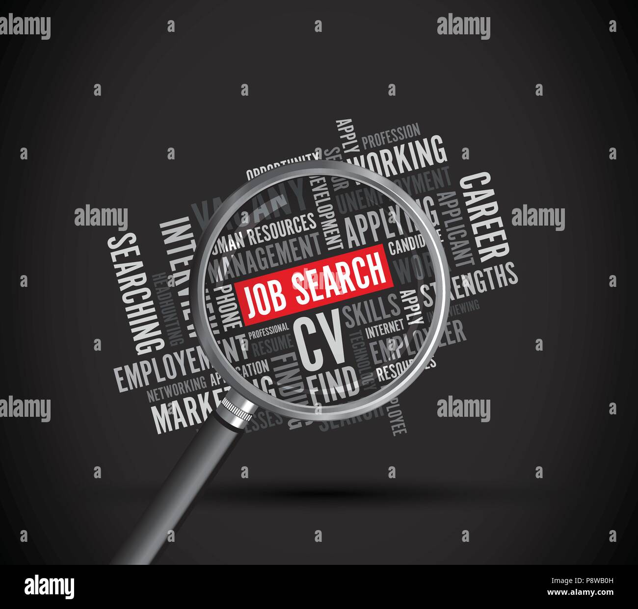 job search background text magnifying glass Stock Vector Image & Art ...