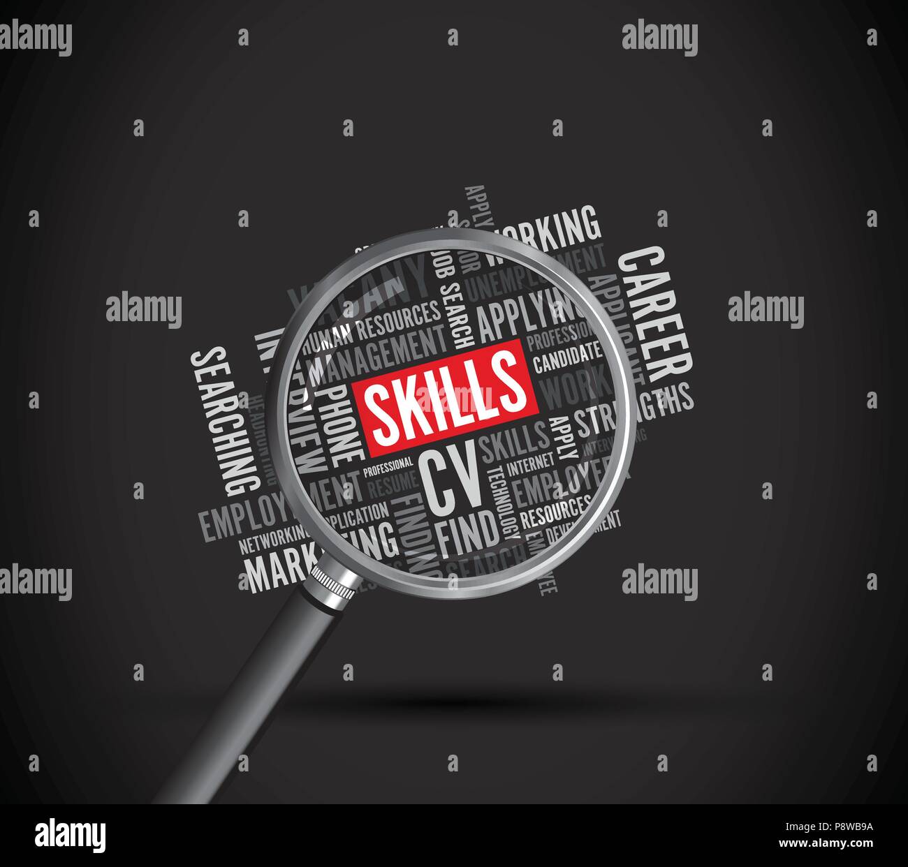 job skills word background magnifying glass Stock Vector Image & Art ...