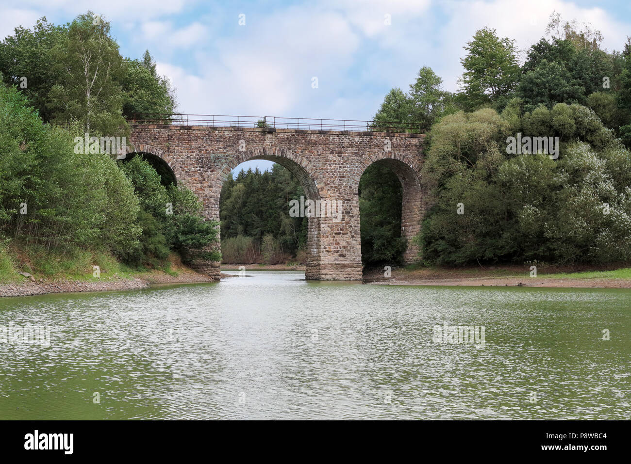 Abandoned stone bridge of the unfinished railway line from World War ...