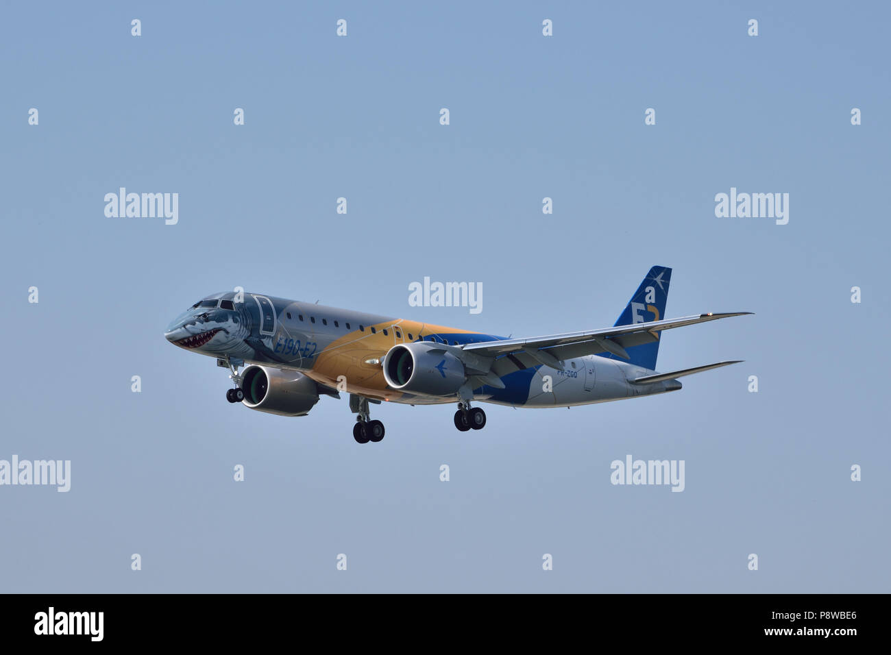 The all new Embraer E190 E2 medium range jet airliner makes its maiden ...