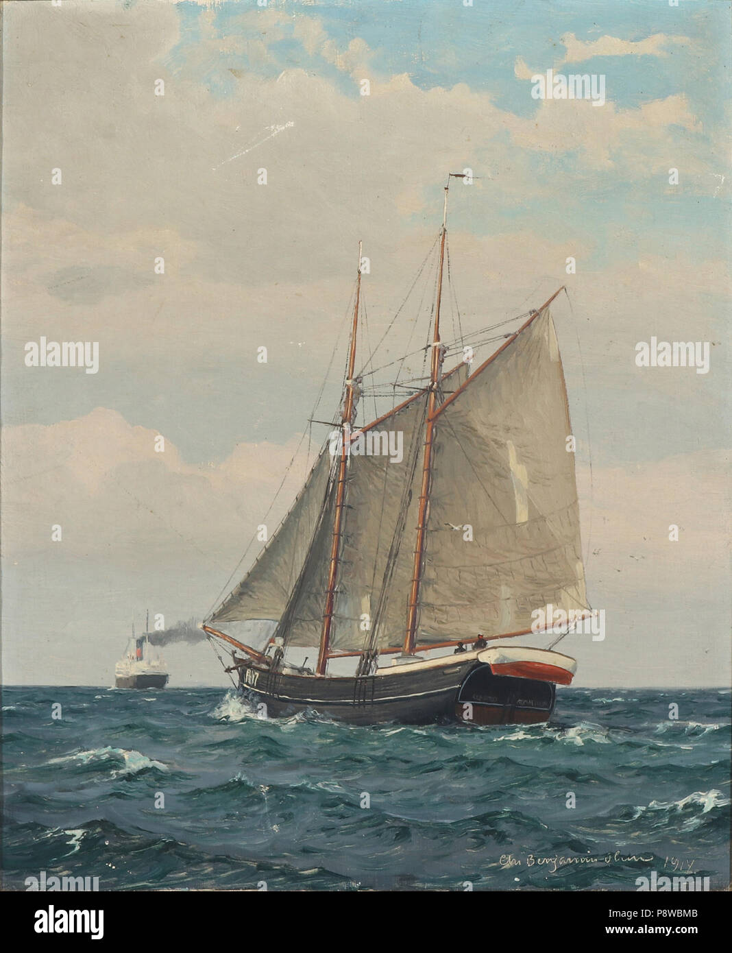 80 Christian Benjamin Olsen - Marine med sejlskib og dampskib - 1914 ...