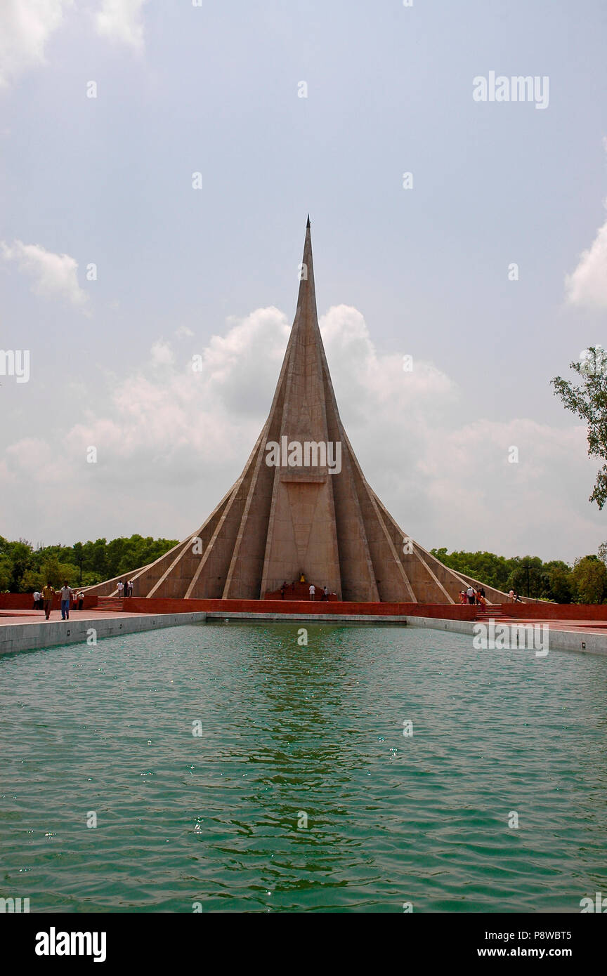 The National Memorial Tower or Jatiya Smriti Shoudha at Savar, about 20 km from Dhaka, in memory ...