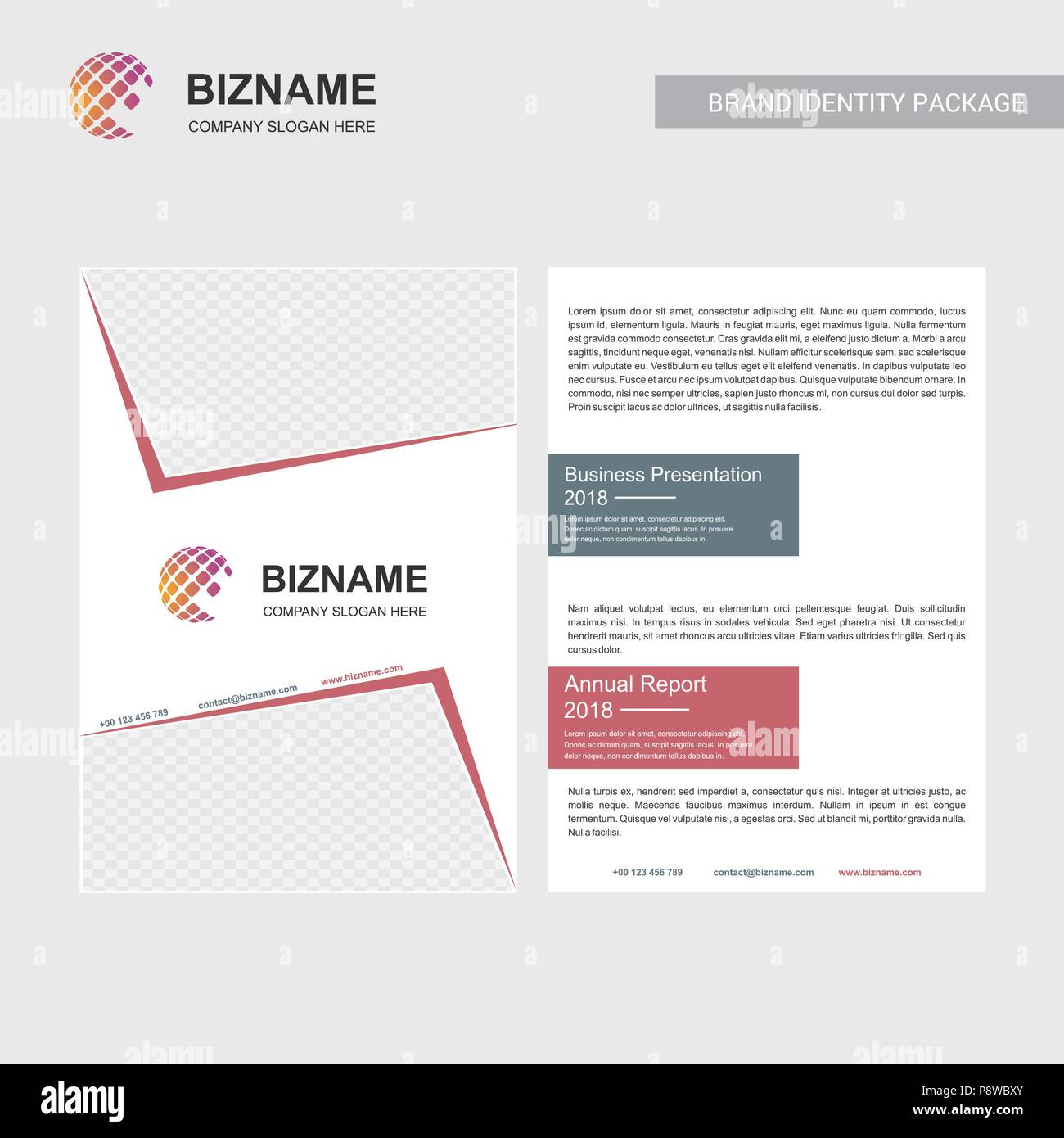 Company borchure design with slogan and with world map logo vector. For ...