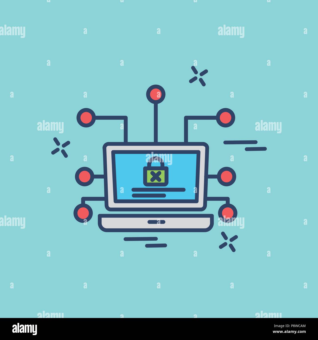 Cyber security creative colored icon with blue background. For web ...