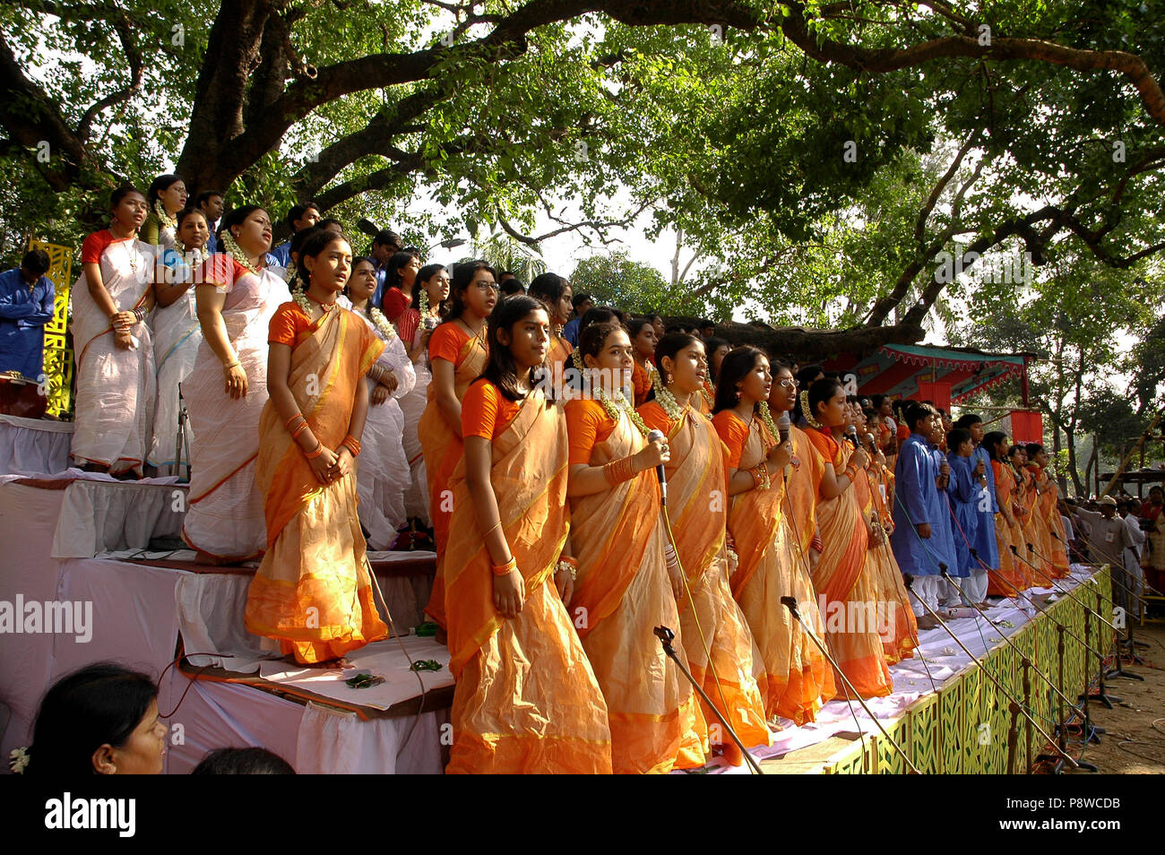 Chhayanaut's singers render songs welcoming the Bangla New Year 1413 at ...