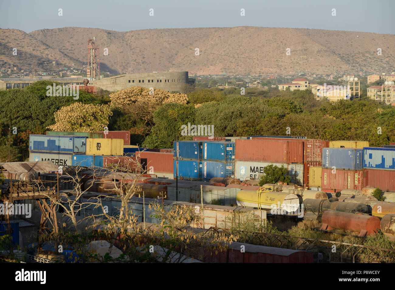 ETHIOPIA , Dire Dawa, railway station, container terminal of old ...