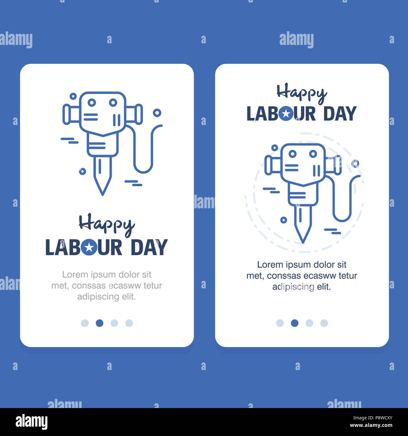 Happy Labour day design with blue theme vector. For web design and application interface, also ...