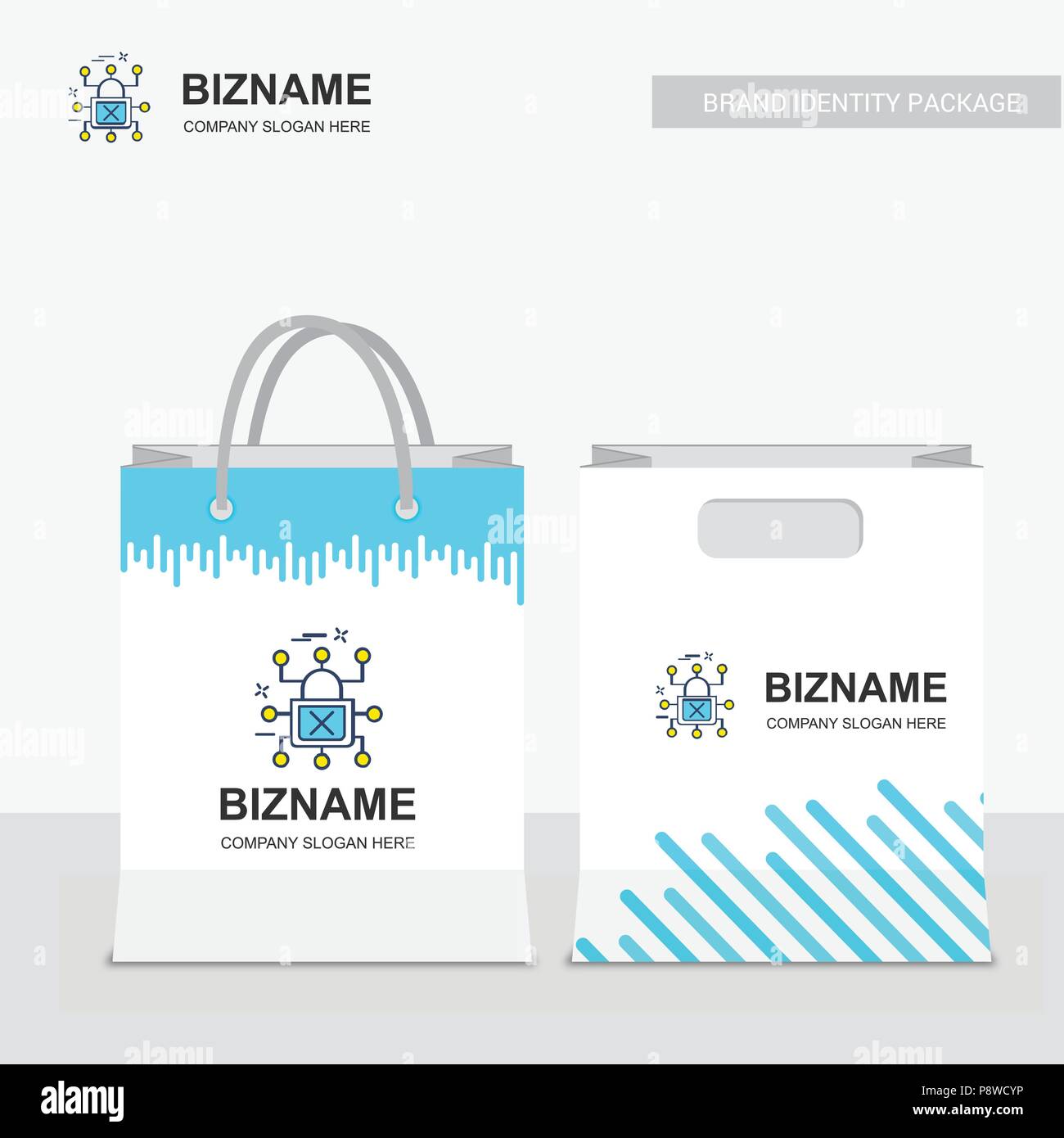 Business shopping bags design with cyber security logo vector. For web ...