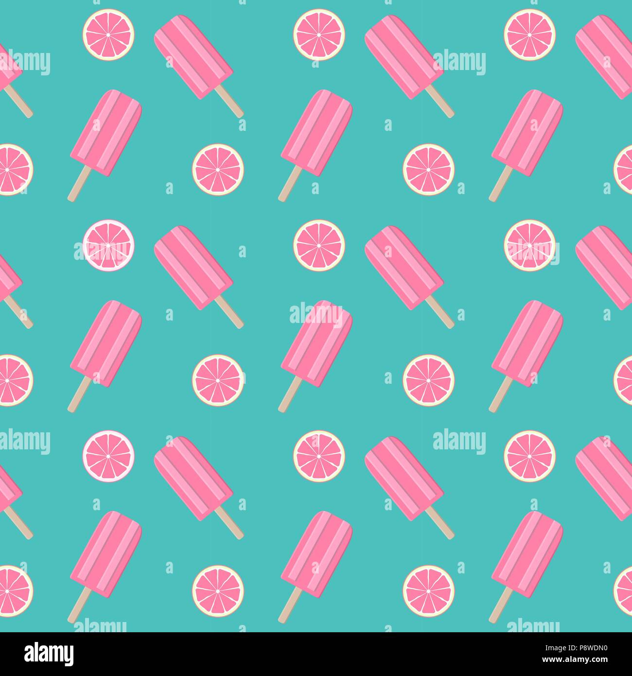 Abstract Summer Seamless Pattern Background with Ice Cream. Vector ...