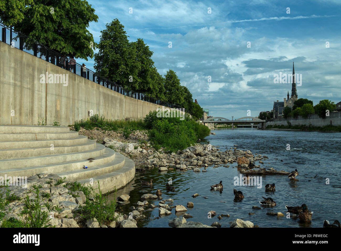 View of Cambridge waterfront Grant River. Cambridge (Galt) Ontario ...